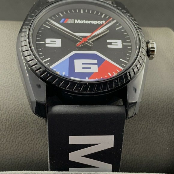 BMW | Accessories | Bmw M Motorsport Theehand Black Silicone Watch ...